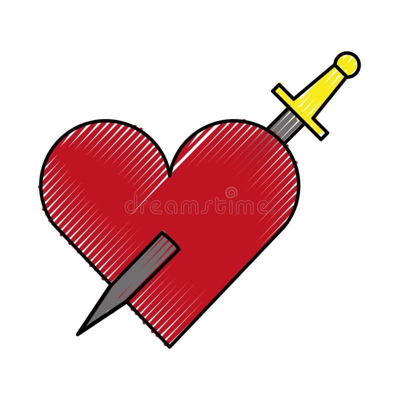 Heart Love with Sword Romantic Icon Stock Vector - Illustration of ...