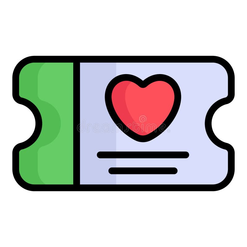 Heart, Love Ticket Color Line Stock Vector - Illustration of valentine ...