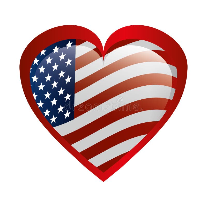 Heart love with usa flag stock vector. Illustration of american - 81057573