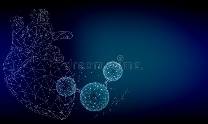 Heart Structure 3D Render Concept. Polygonal Science Research ...