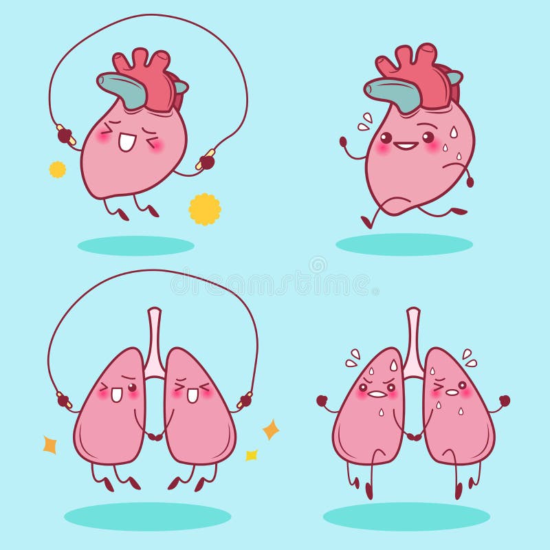 Heart and lung do exercise stock vector. Illustration of comic - 84264566
