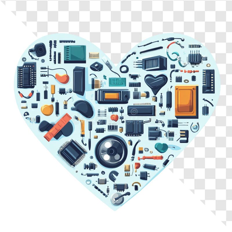 A Heart of Machine Parts a Love for Engineering Stock Illustration ...