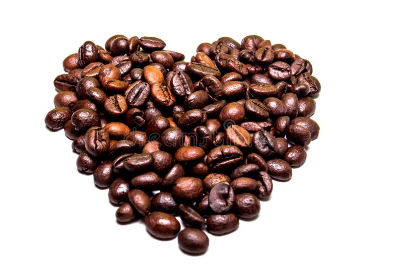 Heart Made from Coffee Beans Isolated Stock Photo - Image of white ...