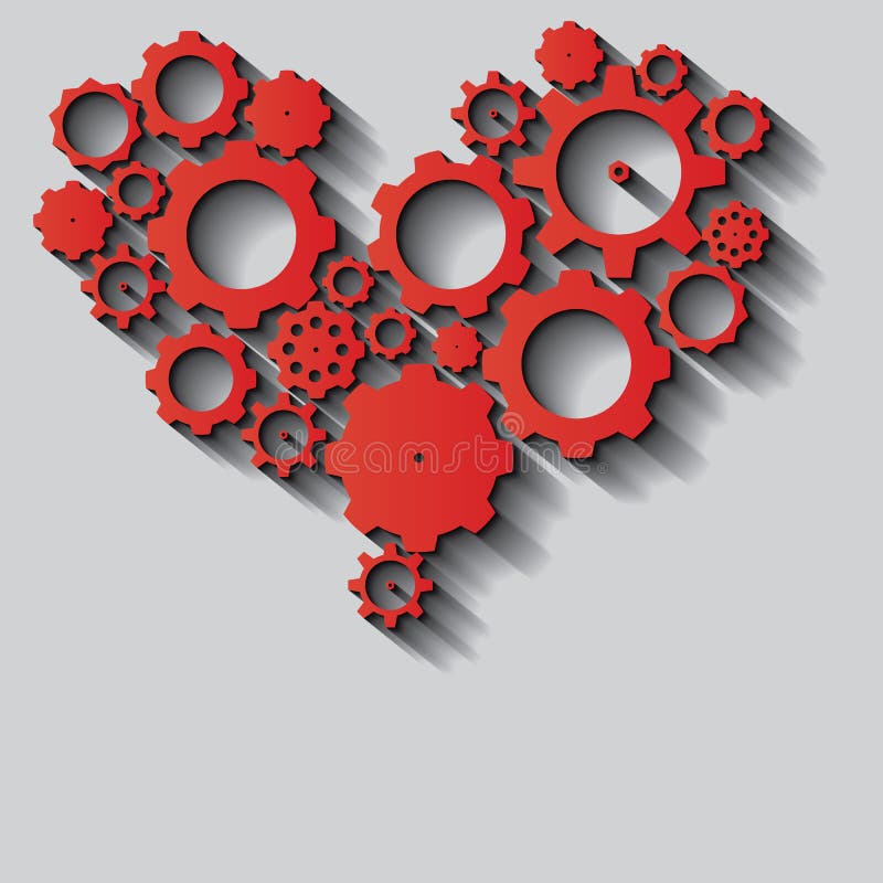 Heart made from cogs stock vector. Illustration of industrial - 49129027