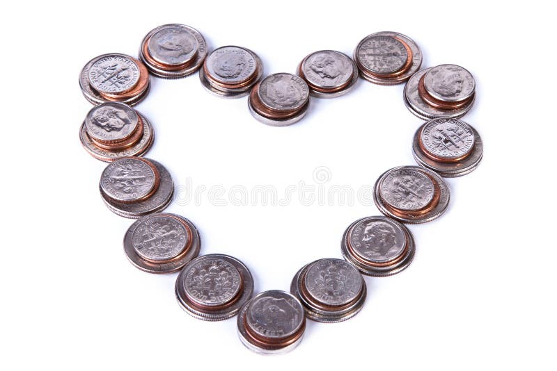 Heart made of coins stock photo. Image of expectation - 17923492