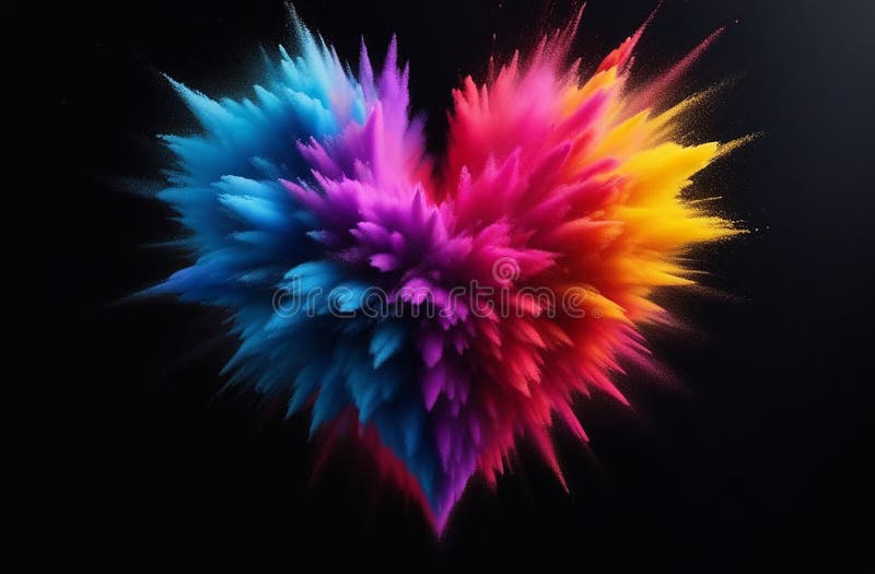 Heart Made of Colored Bright Exploding Powder. Valentine S Card Stock ...