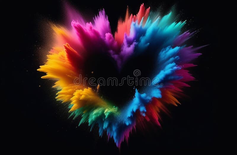 Heart Made of Colored Bright Exploding Powder. Valentine S Card Stock ...