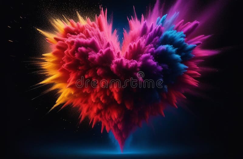 Heart Made of Colored Bright Exploding Powder. Valentine S Card Stock ...