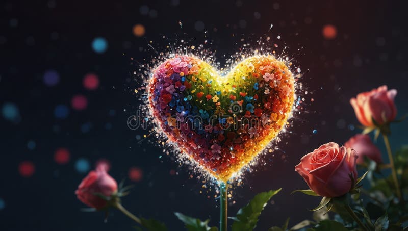 Heart Made of Colorful Flowers is Exploding with Love and Passion Stock ...