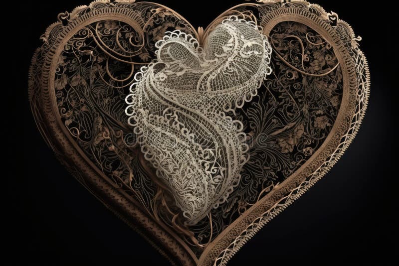 Heart Made of Delicate Lace, with Intricate Patterns and Textures Stock ...