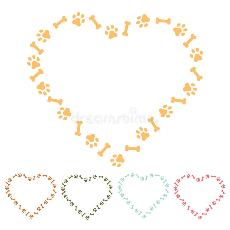 Dog paw and bone frame stock vector. Illustration of path - 198623414