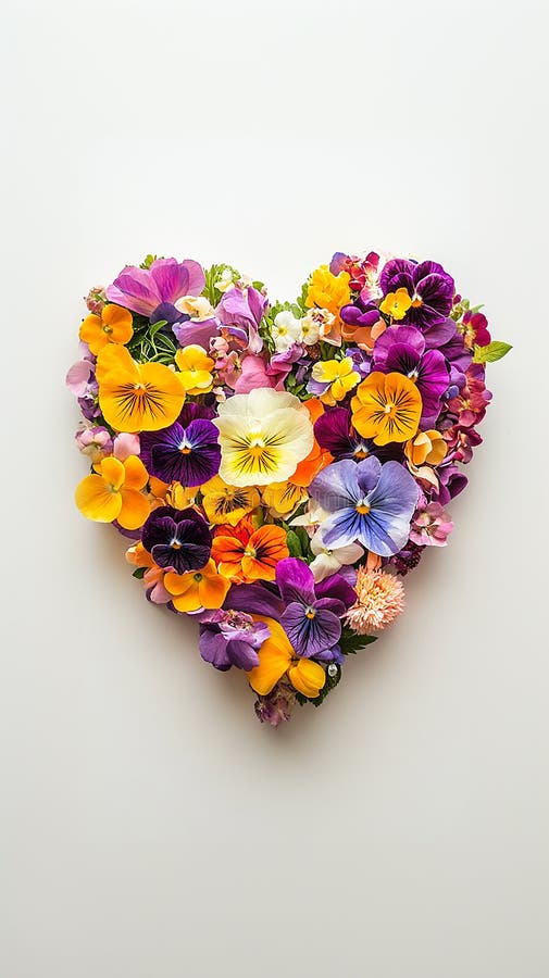 A Heart Made of Flowers is Displayed on a White Background. the Heart ...