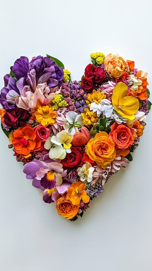 A Heart Made of Flowers is Displayed on a White Background. the Heart ...