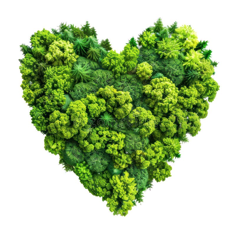 Heart Made of Forest Isolate Stock Photo - Illustration of beauty ...