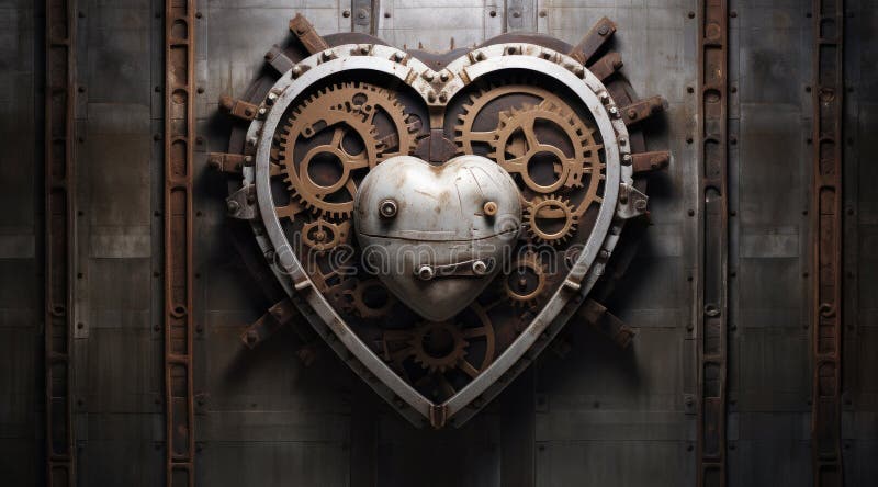 A Heart Made of Gears and Cogs Stock Illustration - Illustration of ...