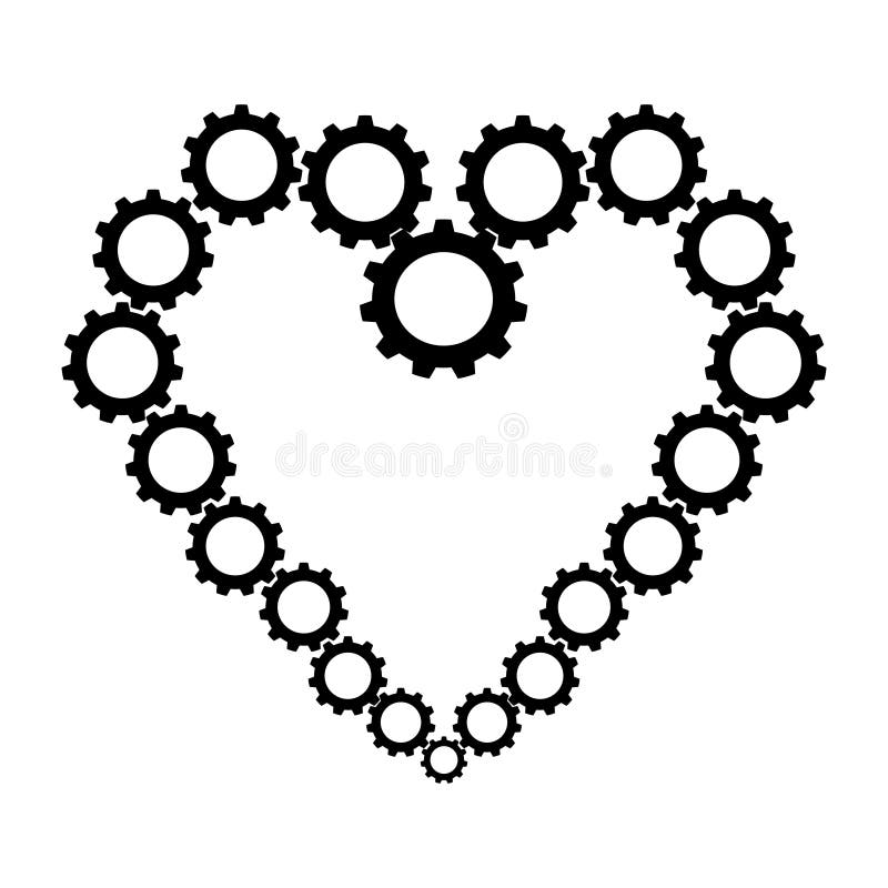 Heart made of gears stock illustration. Illustration of machines - 29768681