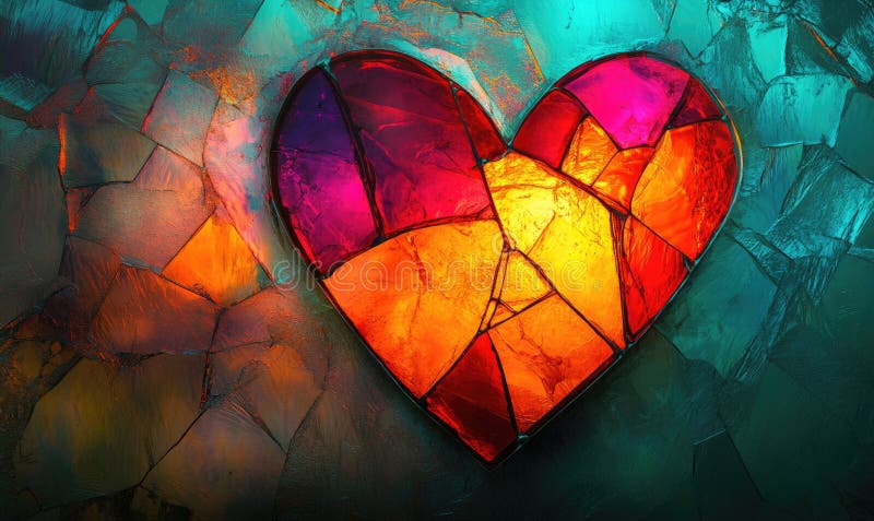 A Heart Made of Glass with a Yellow Light Shining on it Stock ...