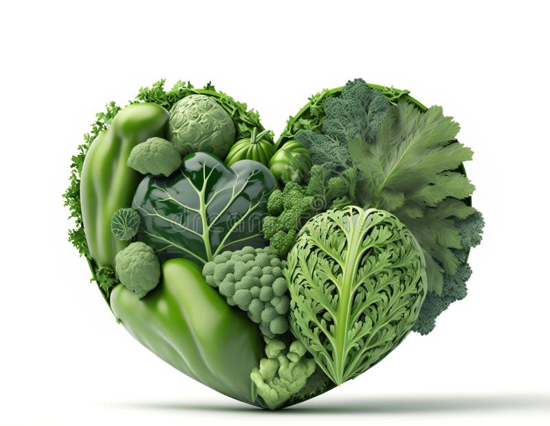 Heart Made from Green Vegetable N White Background. Vegan Concept Stock ...