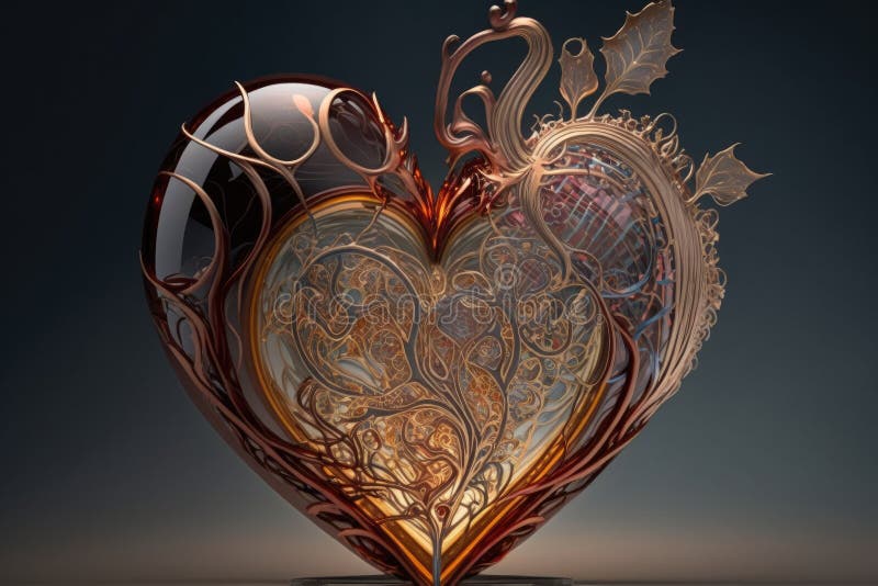 Heart Made of Intricate and Delicate Glasswork Stock Illustration ...