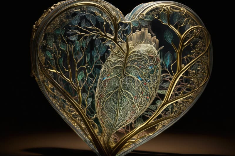 Heart Made of Intricate and Delicate Glasswork Stock Illustration ...