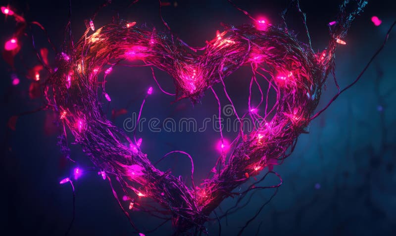A Heart Made of Lights is Shown in the Image Stock Photo - Image of ...