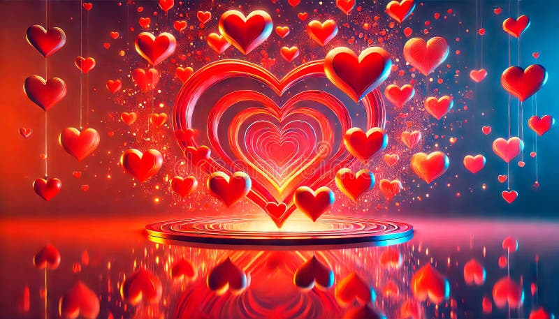 Heart Made of Many Smaller Hearts is Surrounded by a Blue Background ...