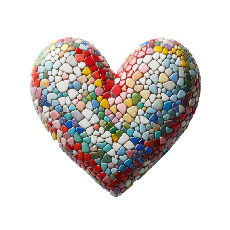 Heart Made of Multi-colored Ceramic Mosaic, White Background ...