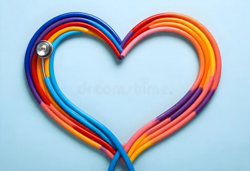 A Heart Made by a Multicolored Wire and Stethoscope Stock Illustration ...