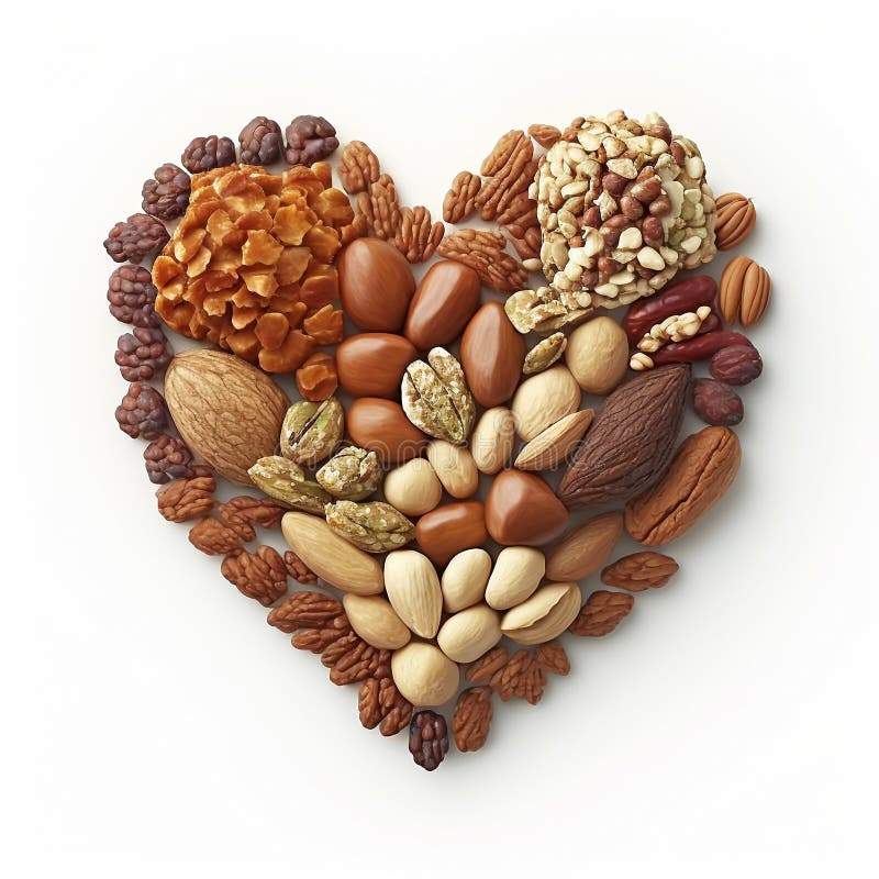 Heart made of nuts stock illustration. Illustration of hazelnuts ...