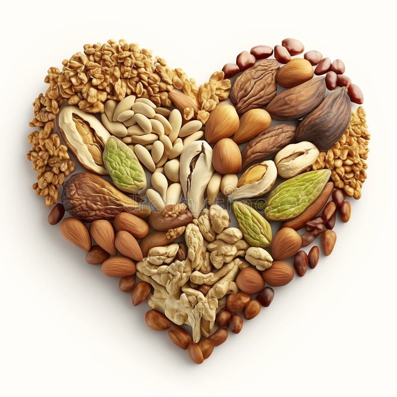 Heart made of nuts stock illustration. Illustration of hazelnuts ...