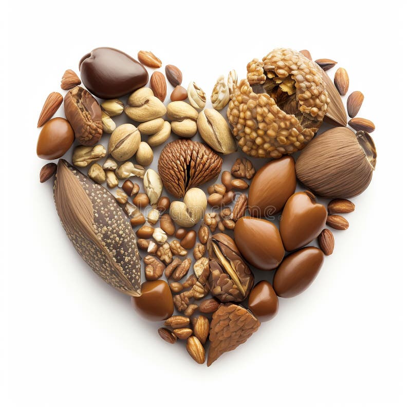 Heart made of nuts stock illustration. Illustration of hazelnuts ...