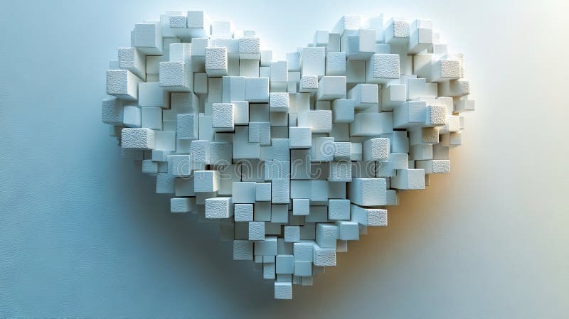 A Heart Made Out of Cubes on a Blue Background Stock Illustration ...