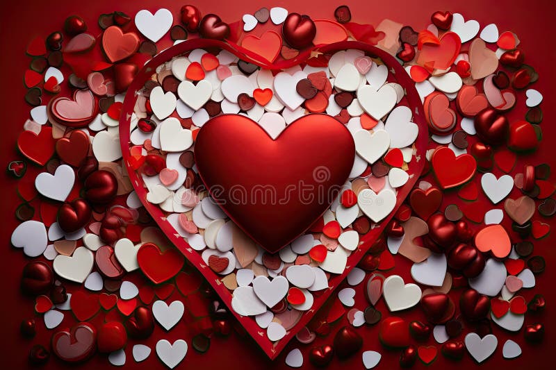 A Heart Made Out of Hearts on a Red Background Stock Photo - Image of ...