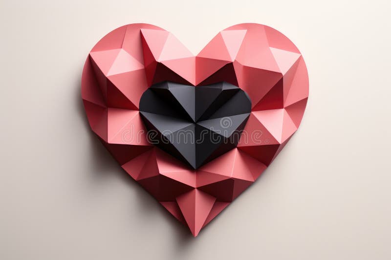 A Heart Made Out of Paper on a Wall. Stock Illustration - Illustration ...