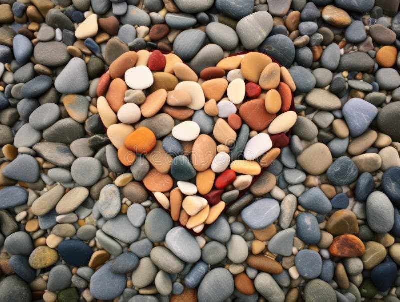 A Heart Made Out of Rocks on a Beach Stock Illustration - Illustration ...