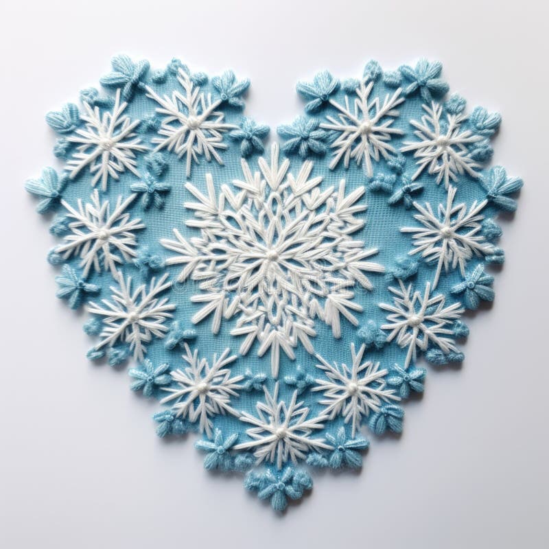 A Heart Made Out of Snowflakes on a White Surface Stock Image - Image ...