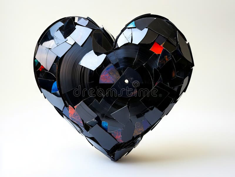 A Heart Made Out of a Vinyl Record on a White Surface Stock ...