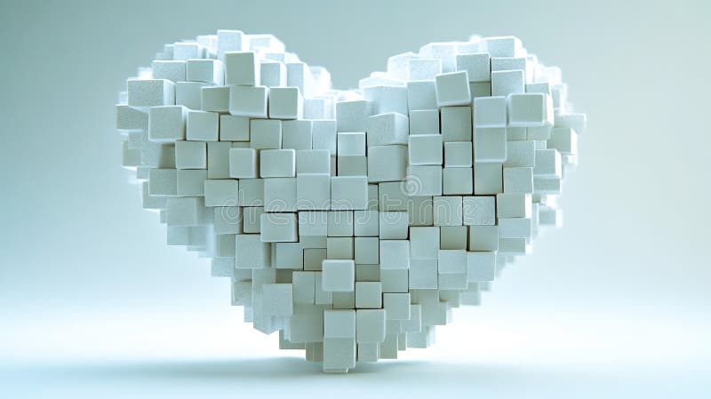 A Heart Made Out of White Cubes on a Blue Background Stock Illustration ...