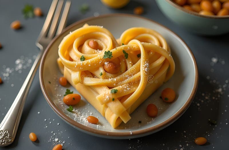 Heart made of pasta stock illustration. Illustration of small - 354284590