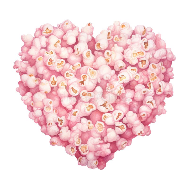Heart made of pink popcorn stock photo. Illustration of cinema - 302489072