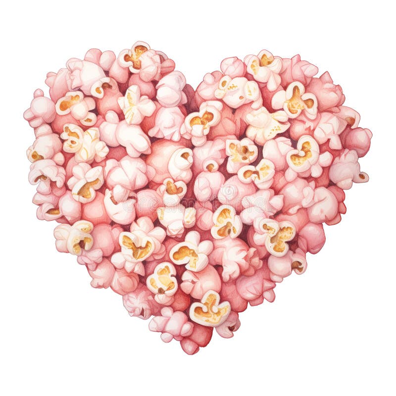 Heart made of pink popcorn stock photo. Illustration of snack - 302489074