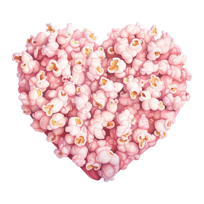 Heart made of pink popcorn stock photo. Illustration of heart - 302539662