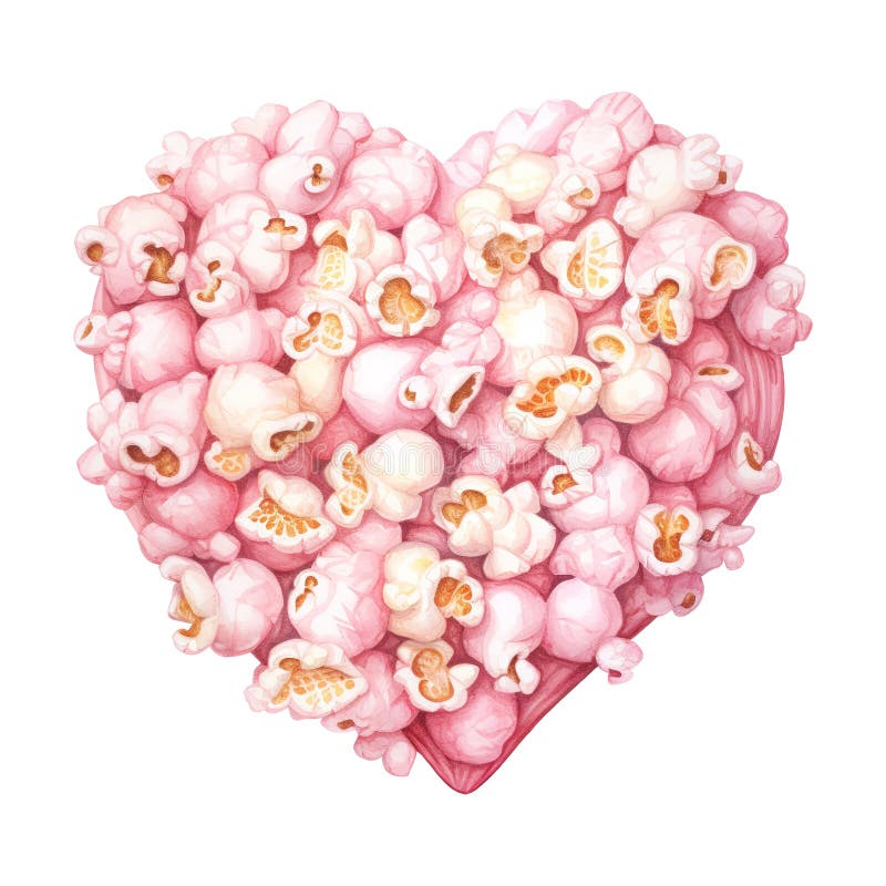 Heart made of pink popcorn stock photo. Illustration of romantic ...