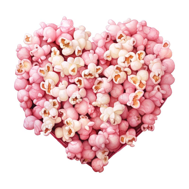 Heart made of pink popcorn stock image. Illustration of night - 302518609