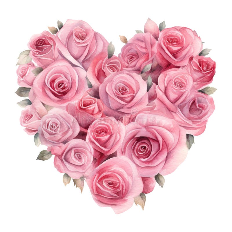 Heart made of pink roses stock photo. Illustration of passion - 302489108