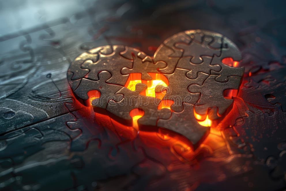 Heart Made of Puzzle Pieces with Missing Piece Symbolizing Love and ...