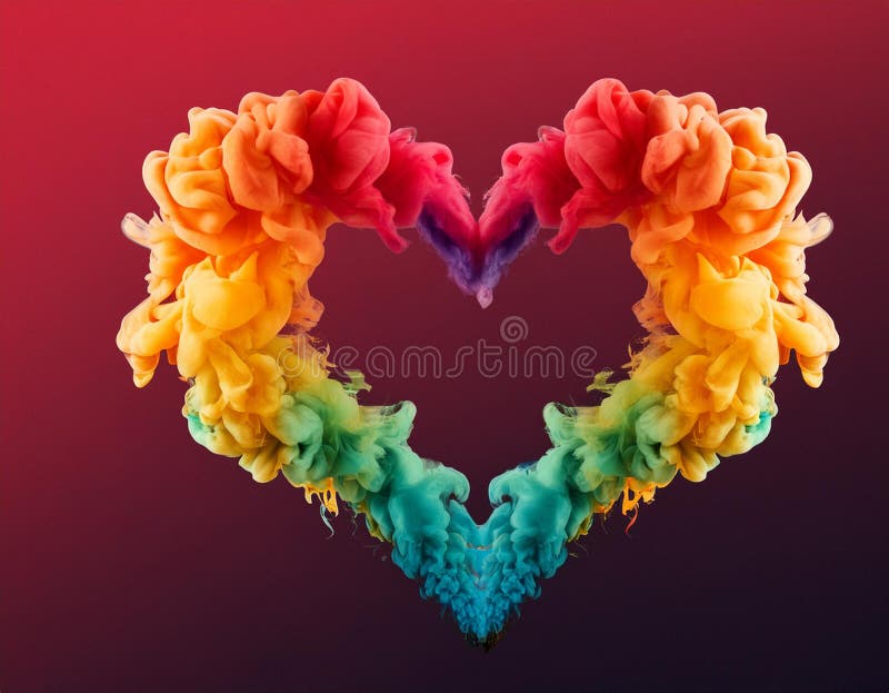 A Heart Made of Rainbow Smoke on Transparent Background. Romantic Vivid ...
