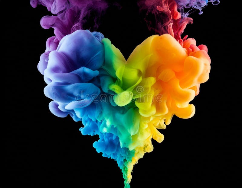 A Heart Made of Rainbow Smoke on Transparent Background. Romantic Vivid ...