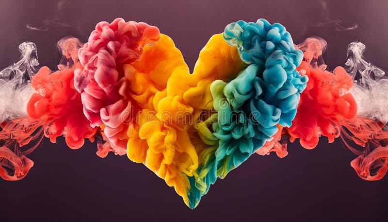 A Heart Made of Rainbow Smoke on Transparent Background. Romantic Vivid ...