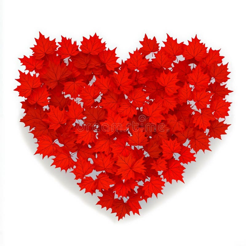 A Heart Made of Red Maple Leaves on a White Background Stock Photo ...